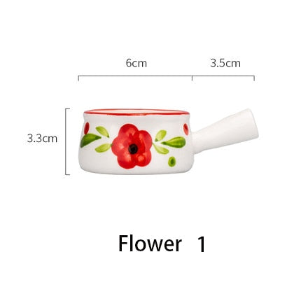 Cute Japanese Style Ceramic Mini Handle Milk Pot Bowl - Peachymart