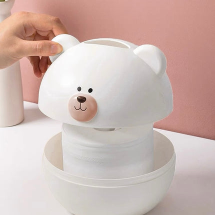 Cute Cartoon Round Teddy Bear Tissue Storage Box - Peachymart
