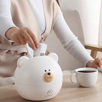 Cute Cartoon Round Teddy Bear Tissue Storage Box - Peachymart