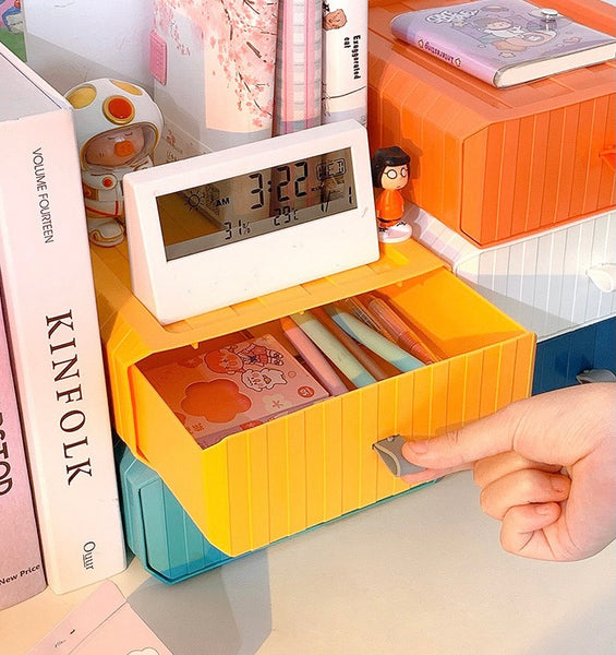 Cute Colourful Multi-Later Mini Desktop Drawer Storage Box Shelf ...
